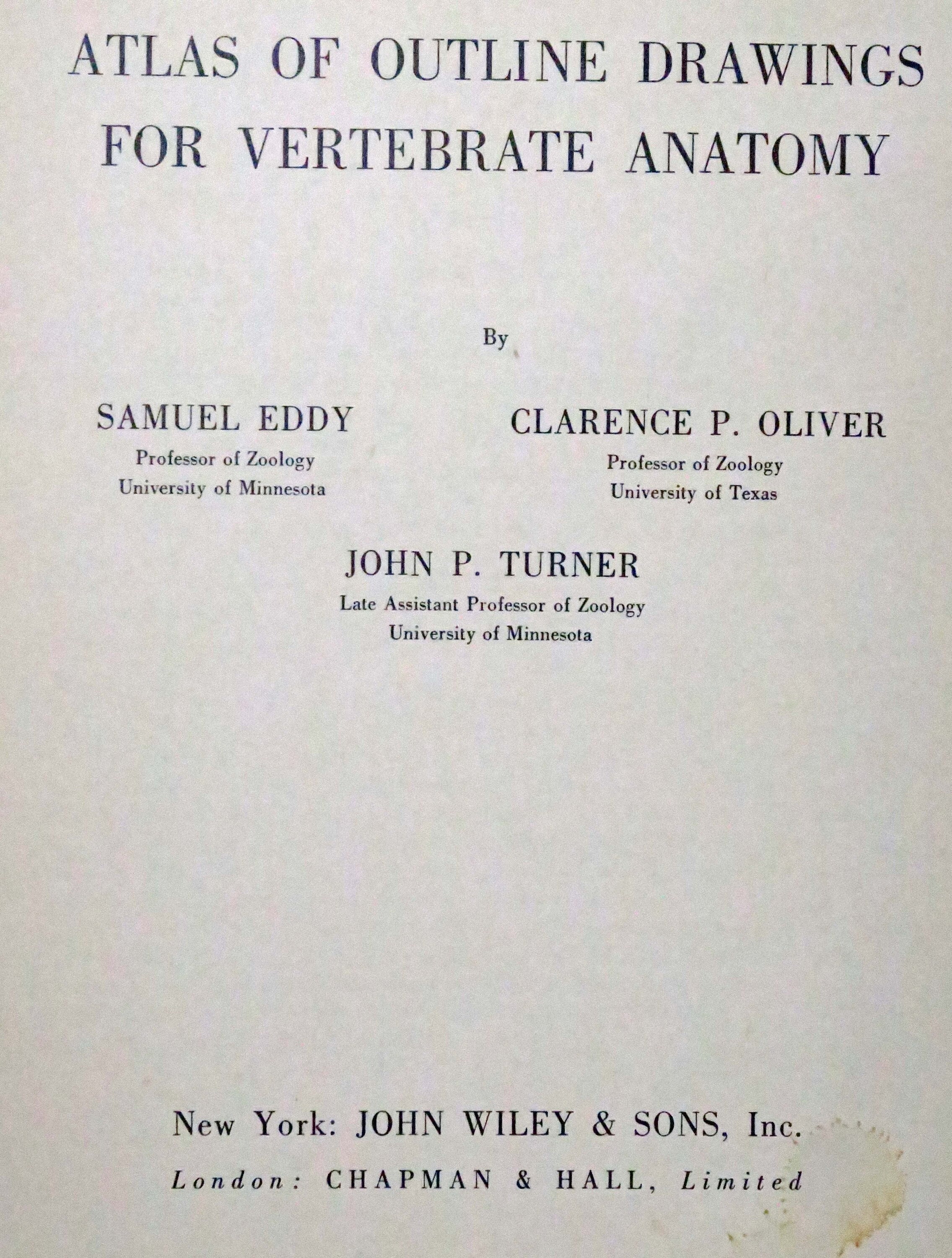 Atlas of Outline Drawings for Vertebrate Anatomy by Samuel Eddy ...