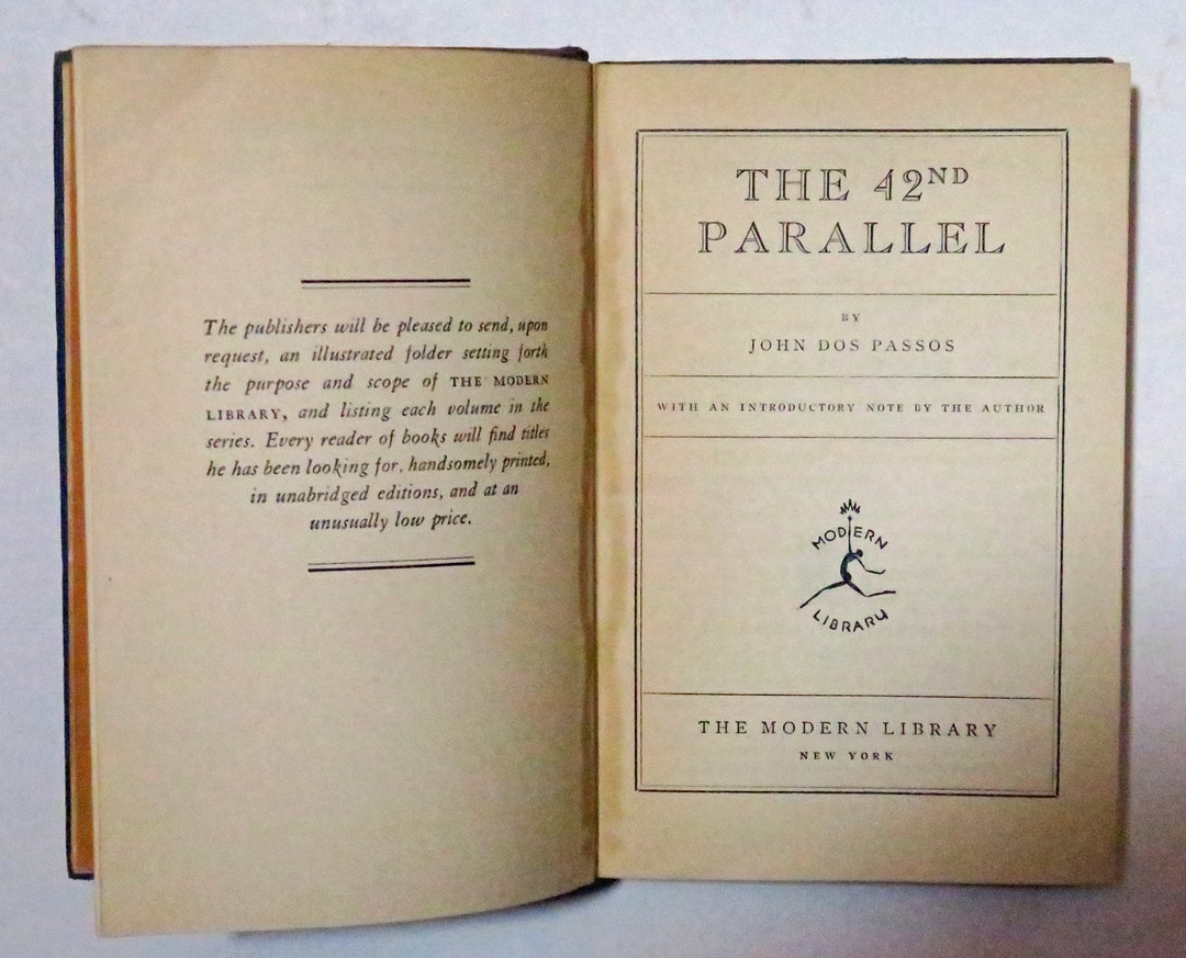 The 42nd Parallel by John Dos Passos, 1937 - Etsy
