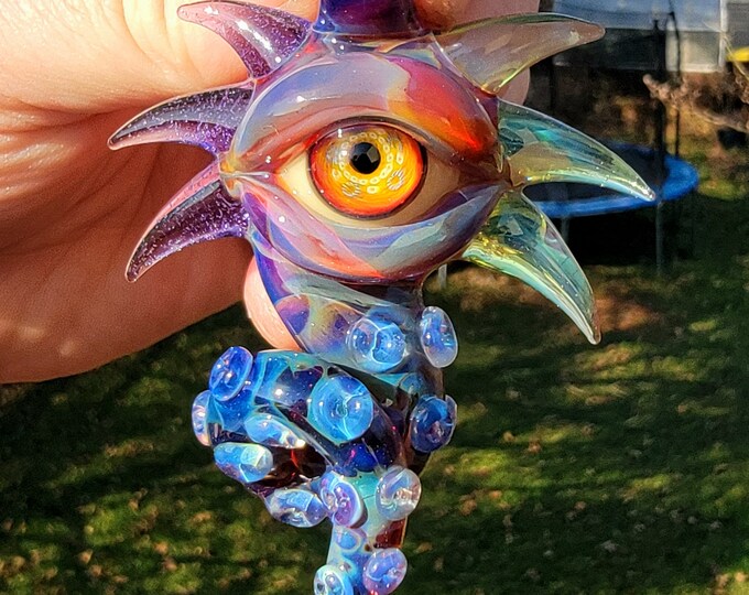 Boro UV Reactive Sea Monster Tentacle Eyeball Pendant With Opal Accent ...