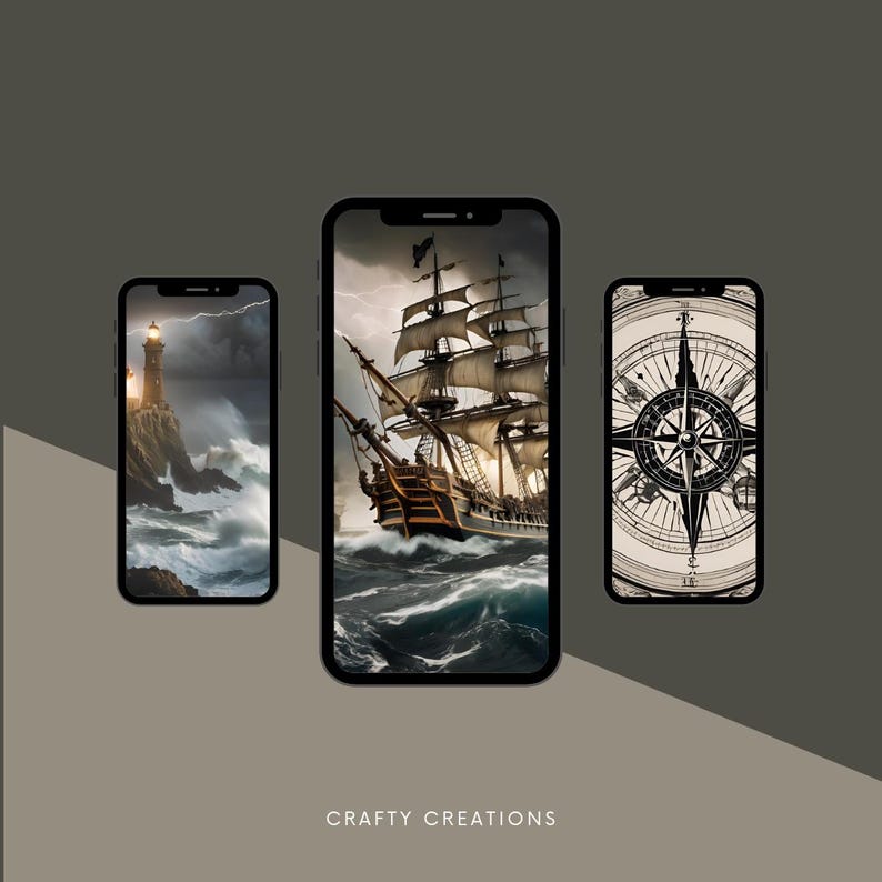 Filmic Style Classic Ships, Lighthouse, and Pirate Compass Photo Set ...