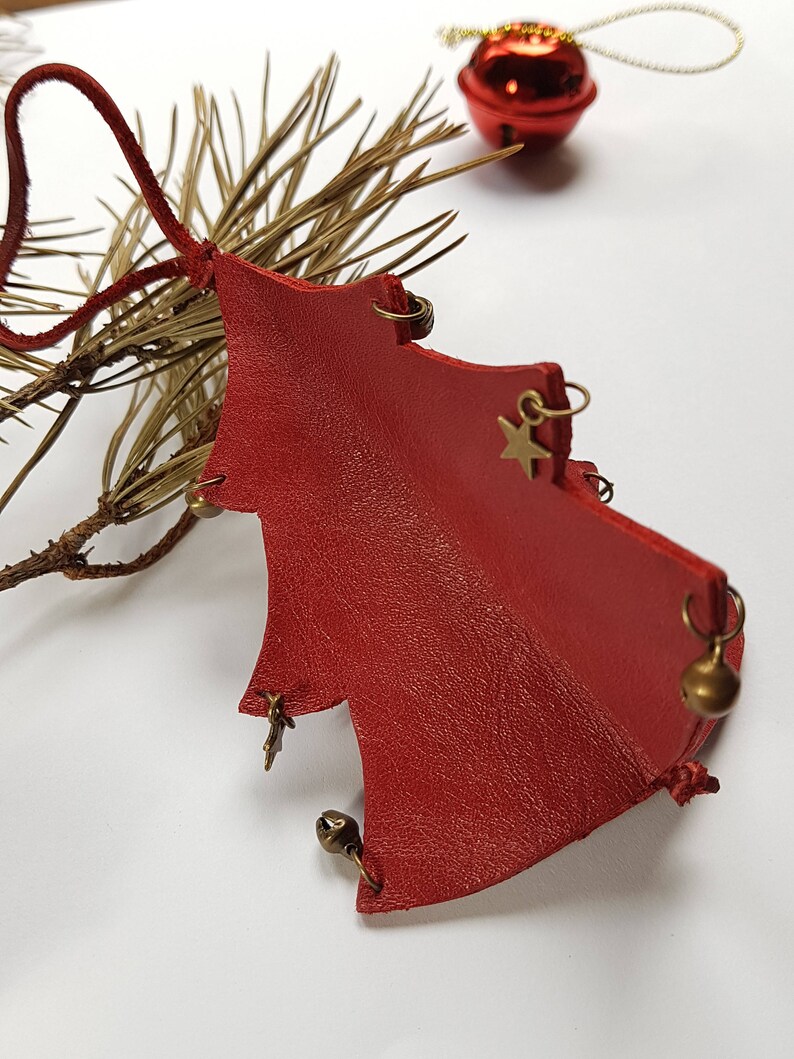 Red Christmas Tree Decoration Leather Christmas Decoration - Etsy UK