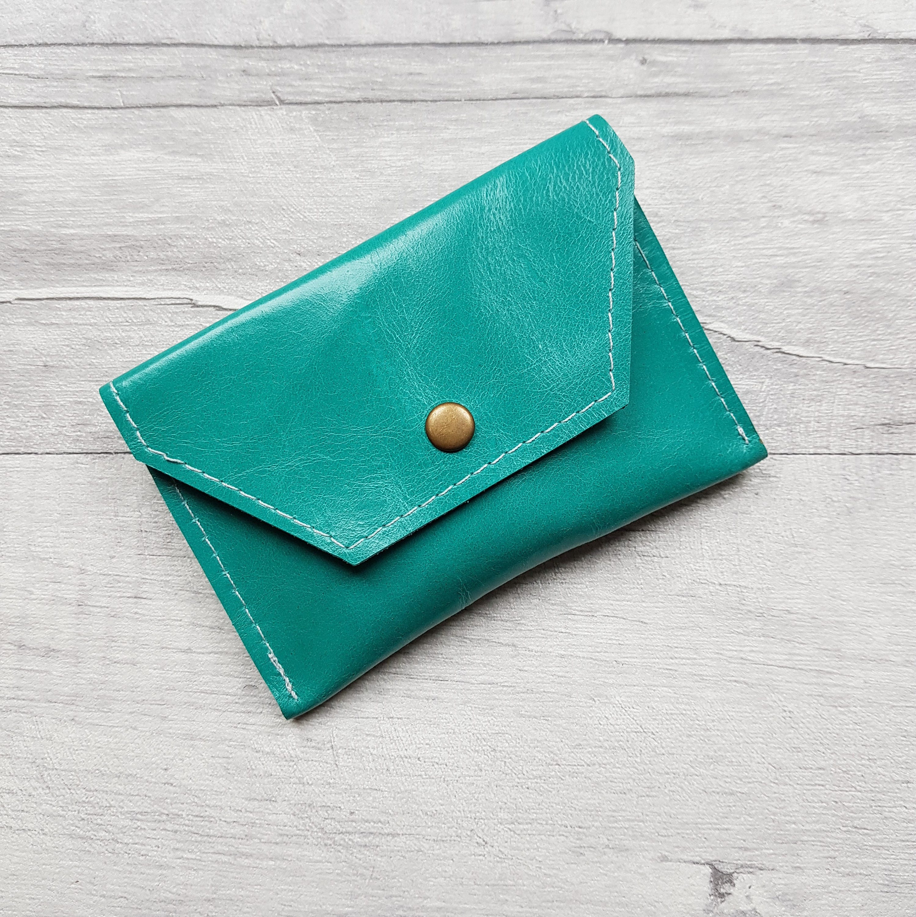 Teal Green Leather Purse Turquoise Leather Wallet Simple - Etsy