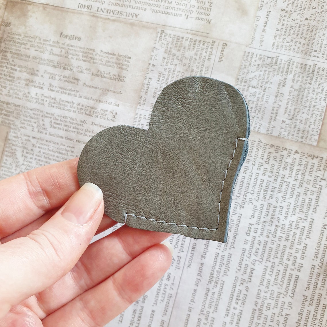 Grey Leather Heart Bookmark Valentines Gifts Book Lover | Etsy