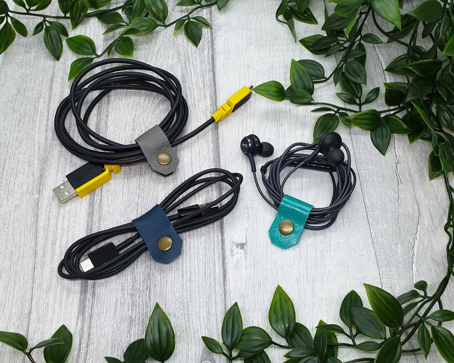 Three Leather Cable Clips Cable Tidy Cable Organiser Cable - Etsy