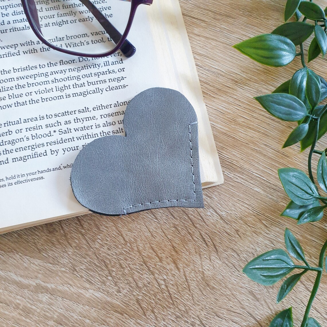 Grey Leather Heart Bookmark Valentines Gifts Book Lover - Etsy