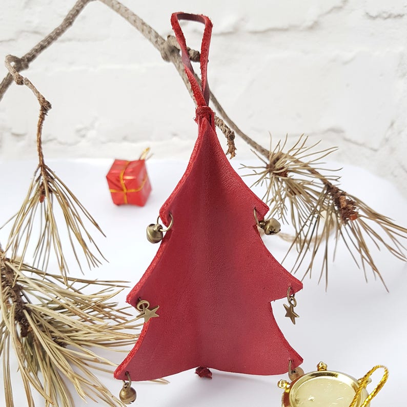 Red Christmas Tree Decoration Leather Christmas Decoration - Etsy UK