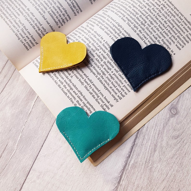 Grey Leather Heart Bookmark Valentines Gifts Book Lover - Etsy
