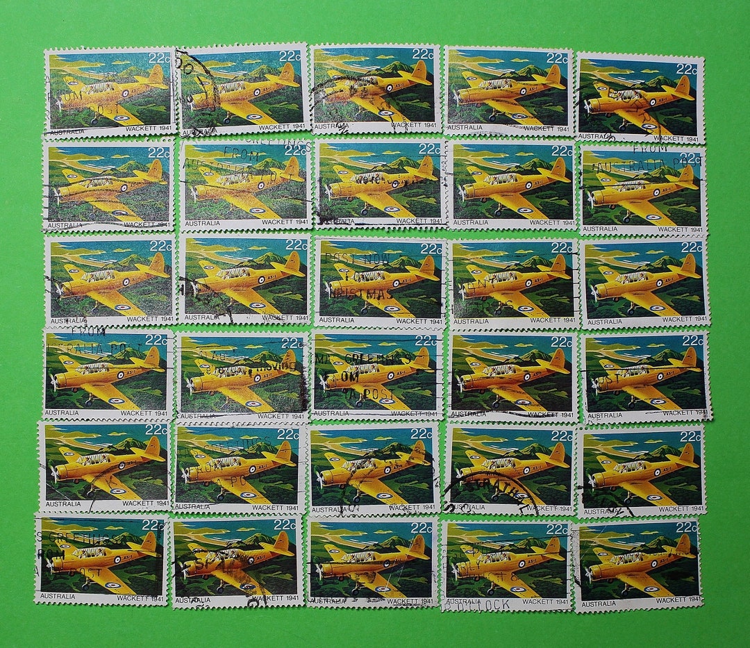 Bulk Lot 30 Vintage Australian Used Dec Stamp Australian Aircraft 22c ...