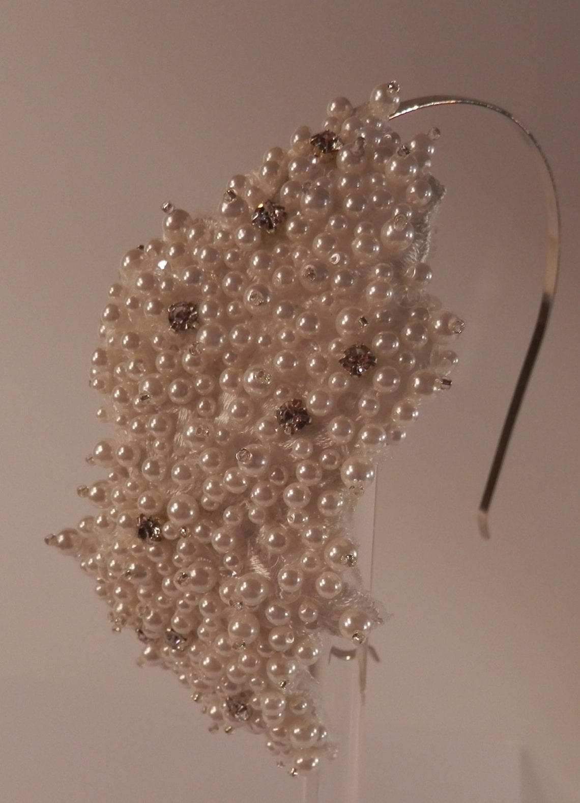 Simple, Stunning, Pearl & Diamante Bridal Headpiece (birdcage Veil ...