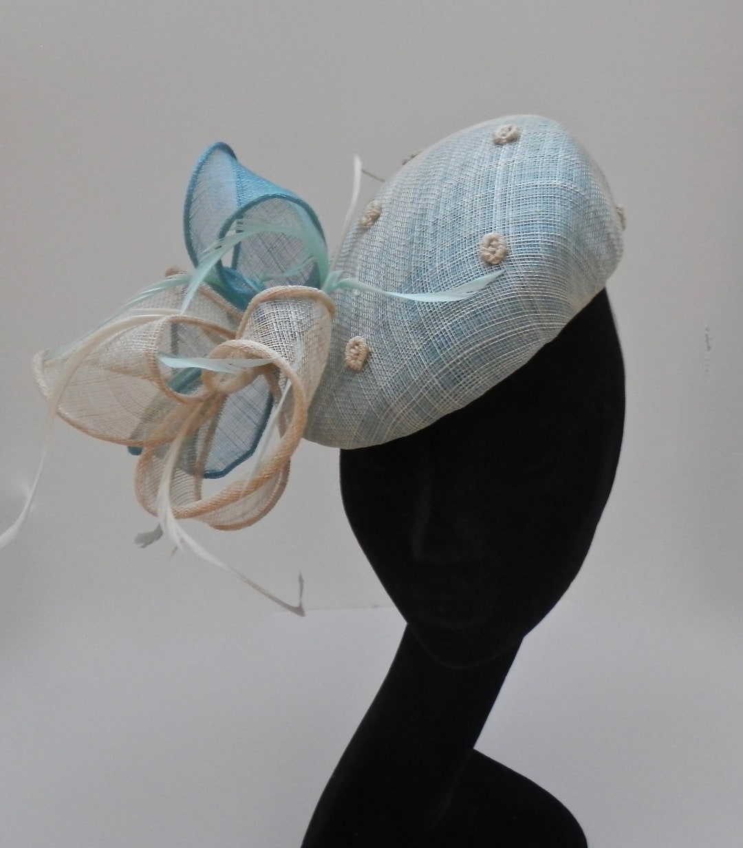 Elegant Formal Beret Style Wedding, Races Hat, Perch Hat With Feather ...