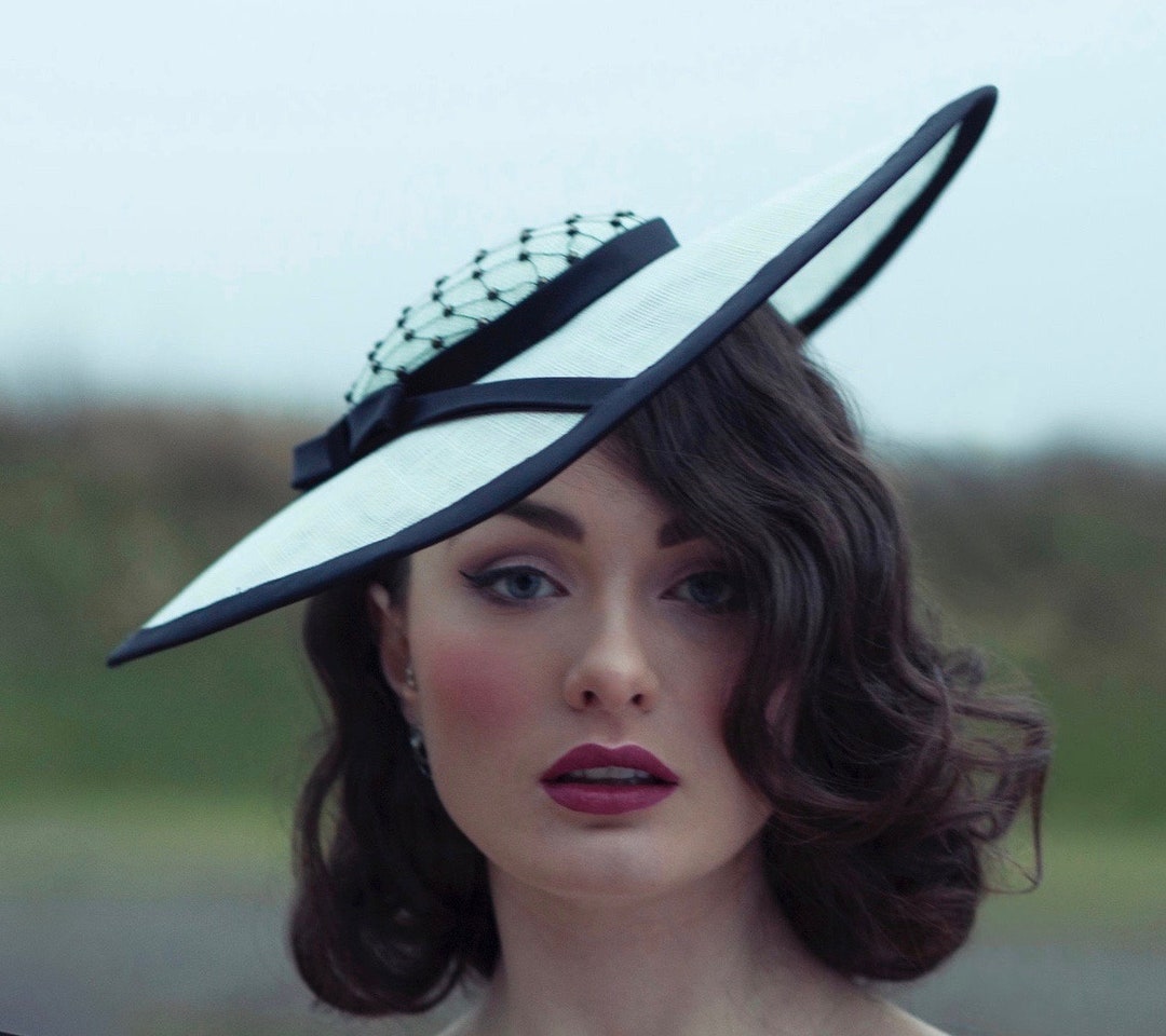 Beautiful Saucer Hat in a Delicate Shade of Green With Black Satin and ...