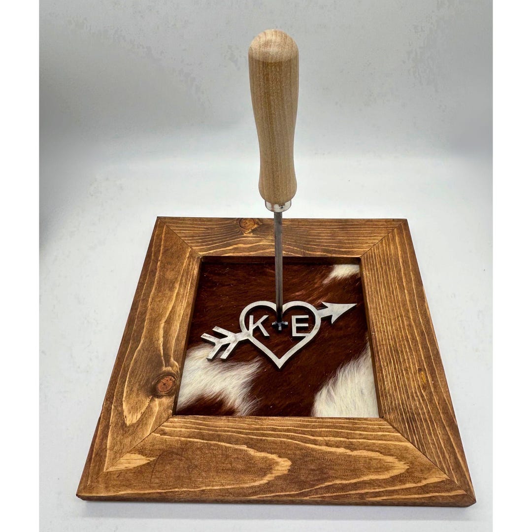 Cowhide Wedding Frame and Custom Branding Iron Combination - Custom ...