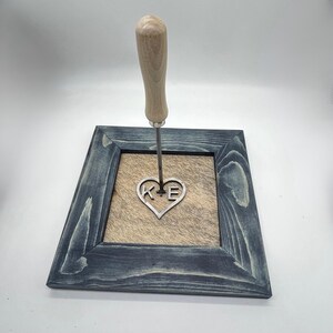 Rustic Cowhide Wedding Frame and Custom Heart Branding Iron Set ...