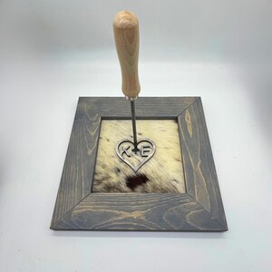 Rustic Cowhide Wedding Frame and Custom Heart Branding Iron Set ...