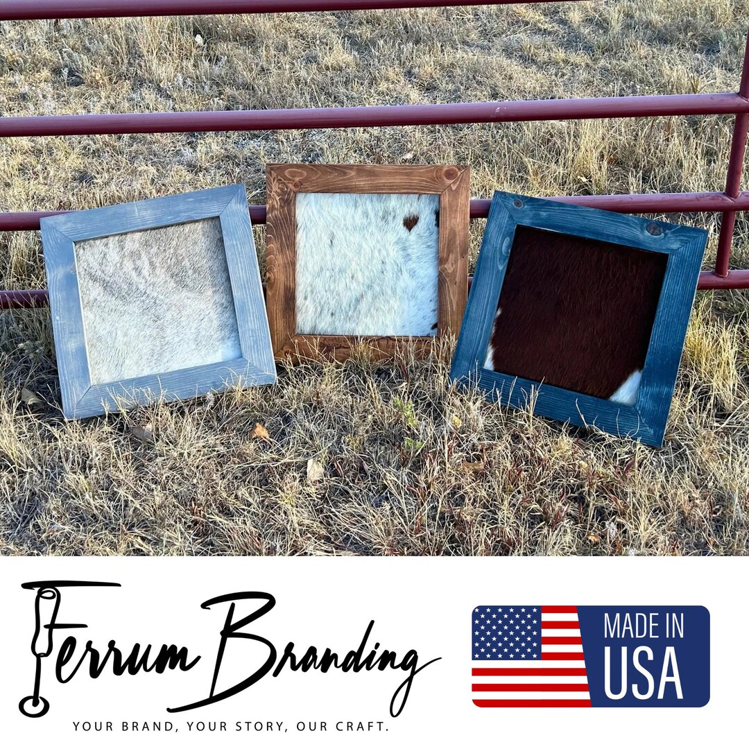 Rustic Cowhide Wedding Frame - Custom Engraved Pine, Ideal for Country ...