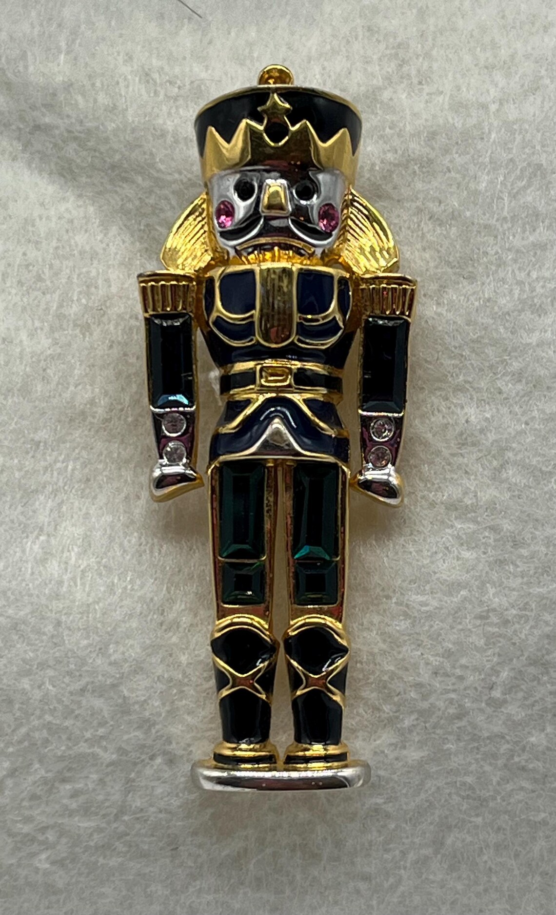 Vintage Signed Monet Enamel Rhinestone Christmas Nutcracker Soldier Pin ...
