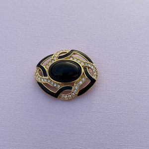 Vintage Trifari Pin Brooch Gold Tone and Black Enamel. - Etsy