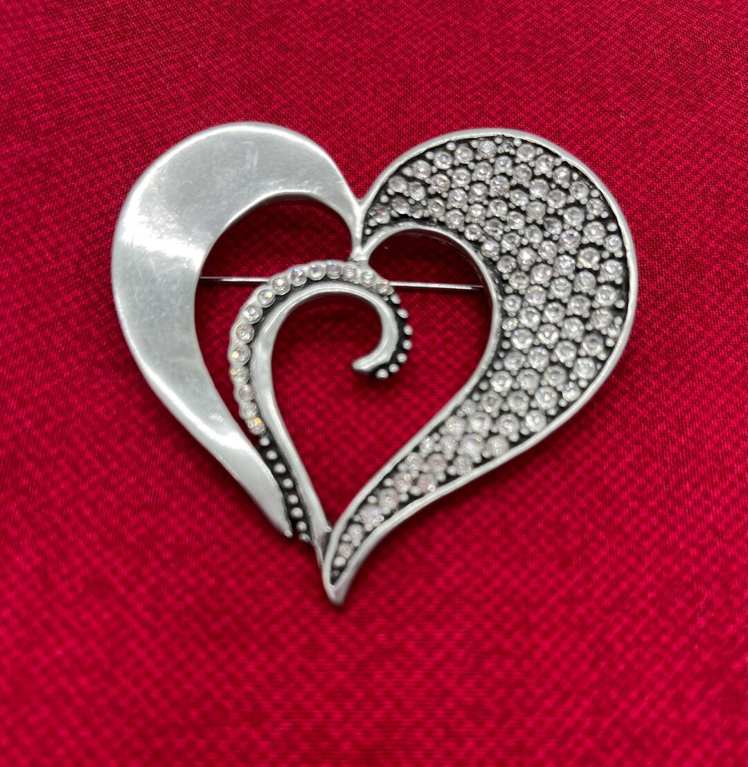 Chicos Silver Heart Pin Brooch - Etsy