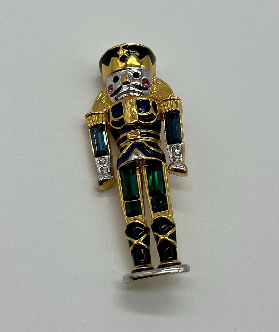 Vintage Signed Monet Enamel Rhinestone Christmas Nutcracker Soldier Pin ...