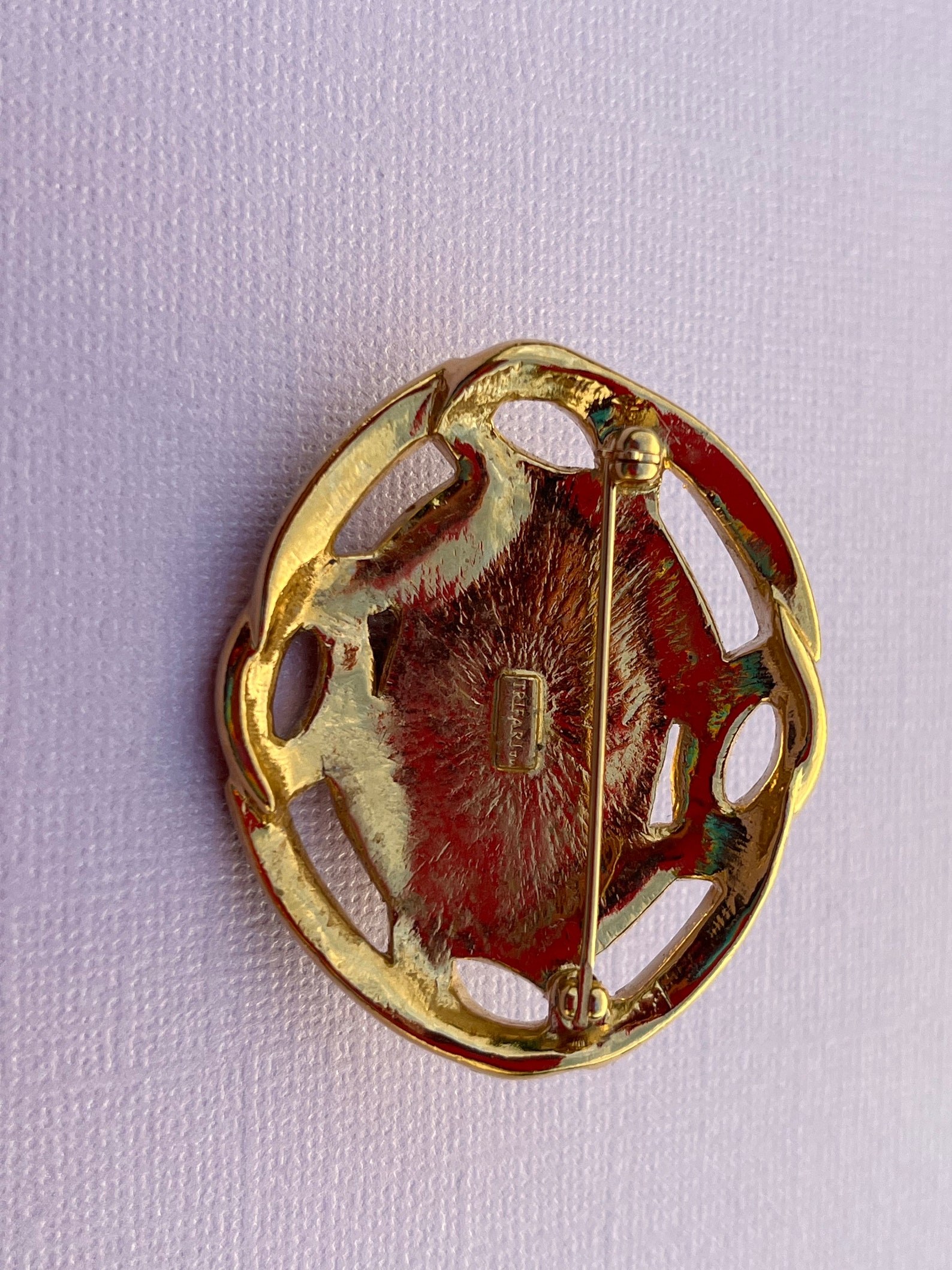 Vintage Trifari Pin Brooch Gold Tone and Black Enamel. - Etsy