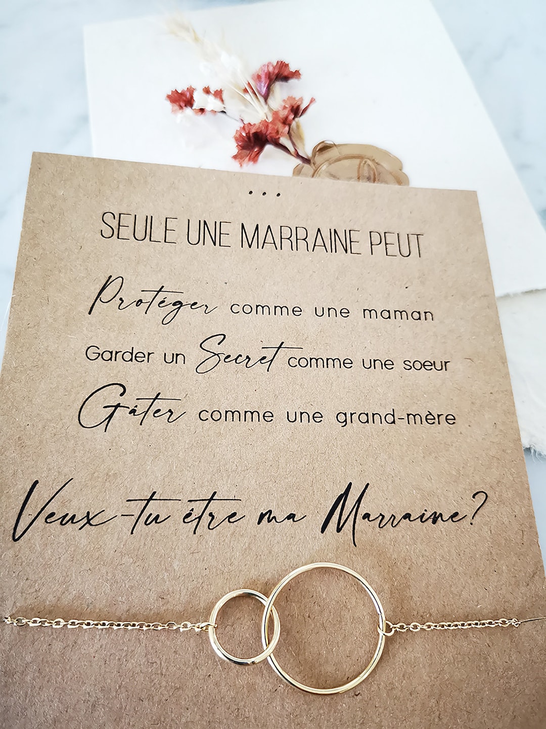 Carte demande marraine personnalisable + bijou inoxydable doré - Etsy ...