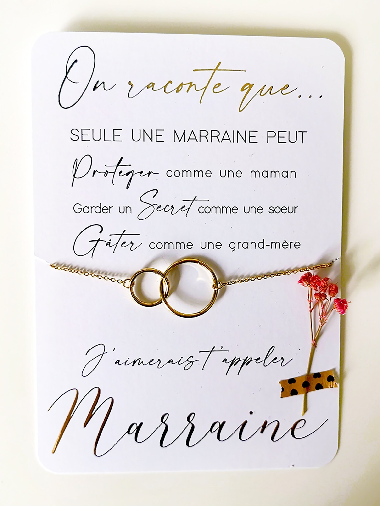 Carte demande marraine avec dorure bijou bracelet ou - Etsy France