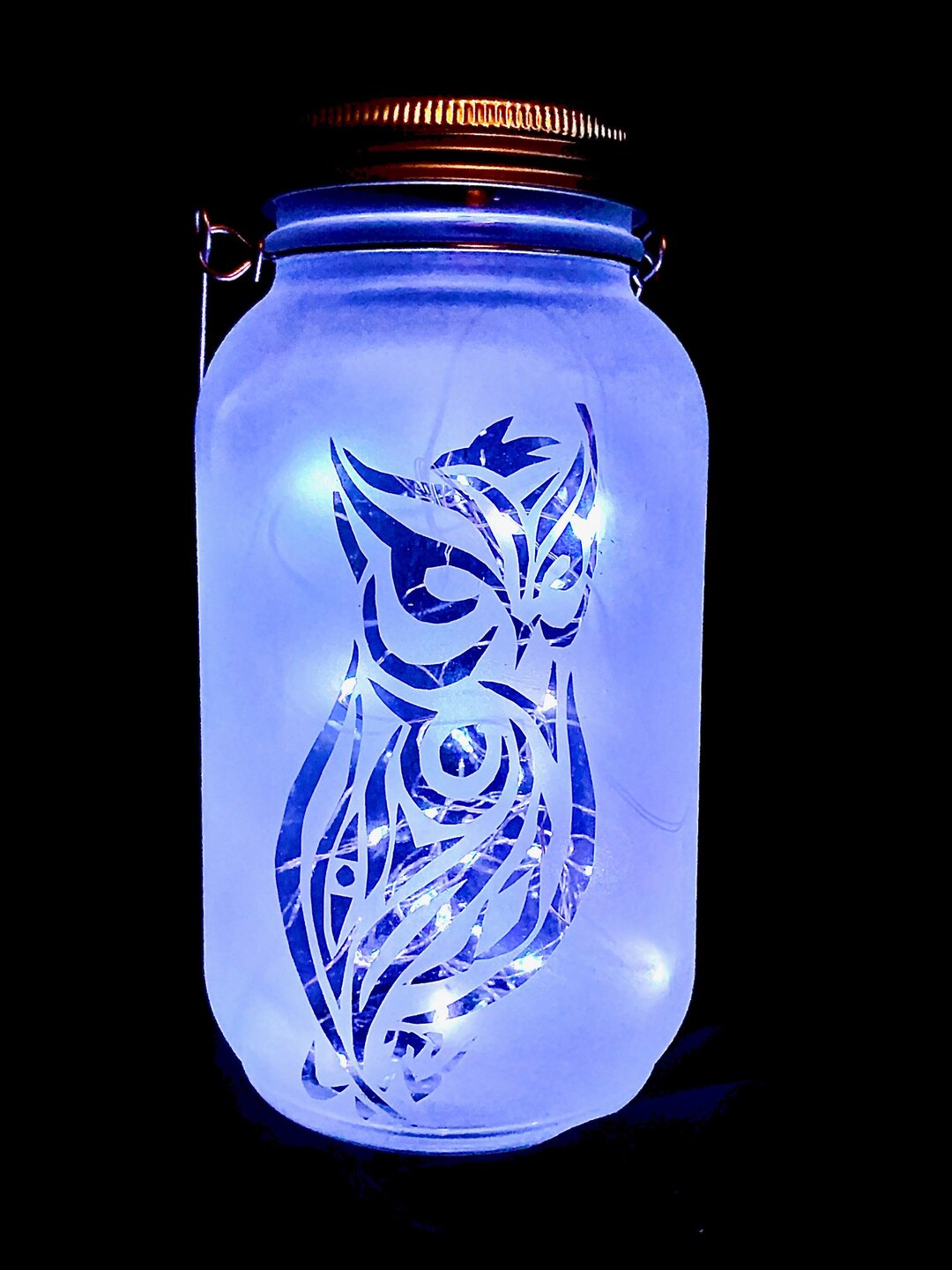 Celtic Owl Solar Lantern Quart Size, Hand Cut, Sand Etched With White ...
