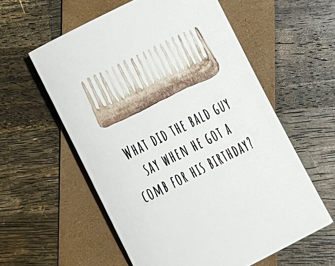 Funny Comb for a Bald Man Birthday Card - Etsy