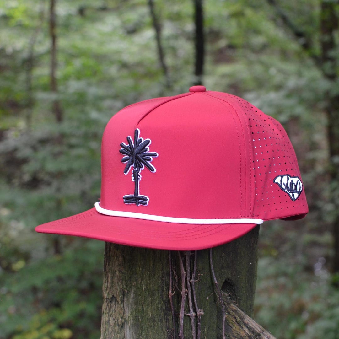 South Carolina Garnet Palmetto Tree Embroidered Snapback | Polyester ...