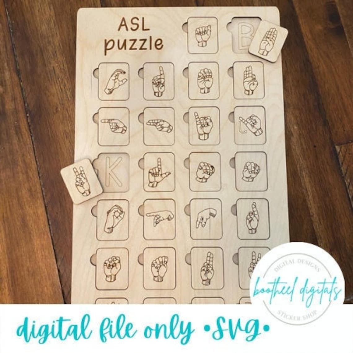 DIGITAL FILE** ASL Puzzle Svg, American Sign Language Puzzle ...