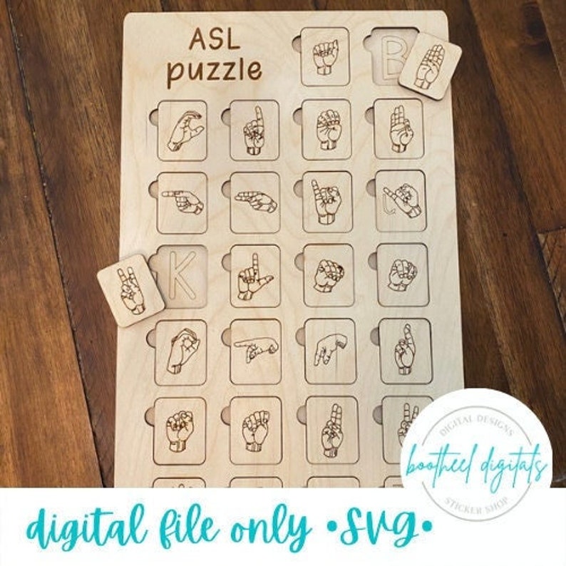 DIGITAL FILE** ASL Puzzle Svg, American Sign Language Puzzle ...