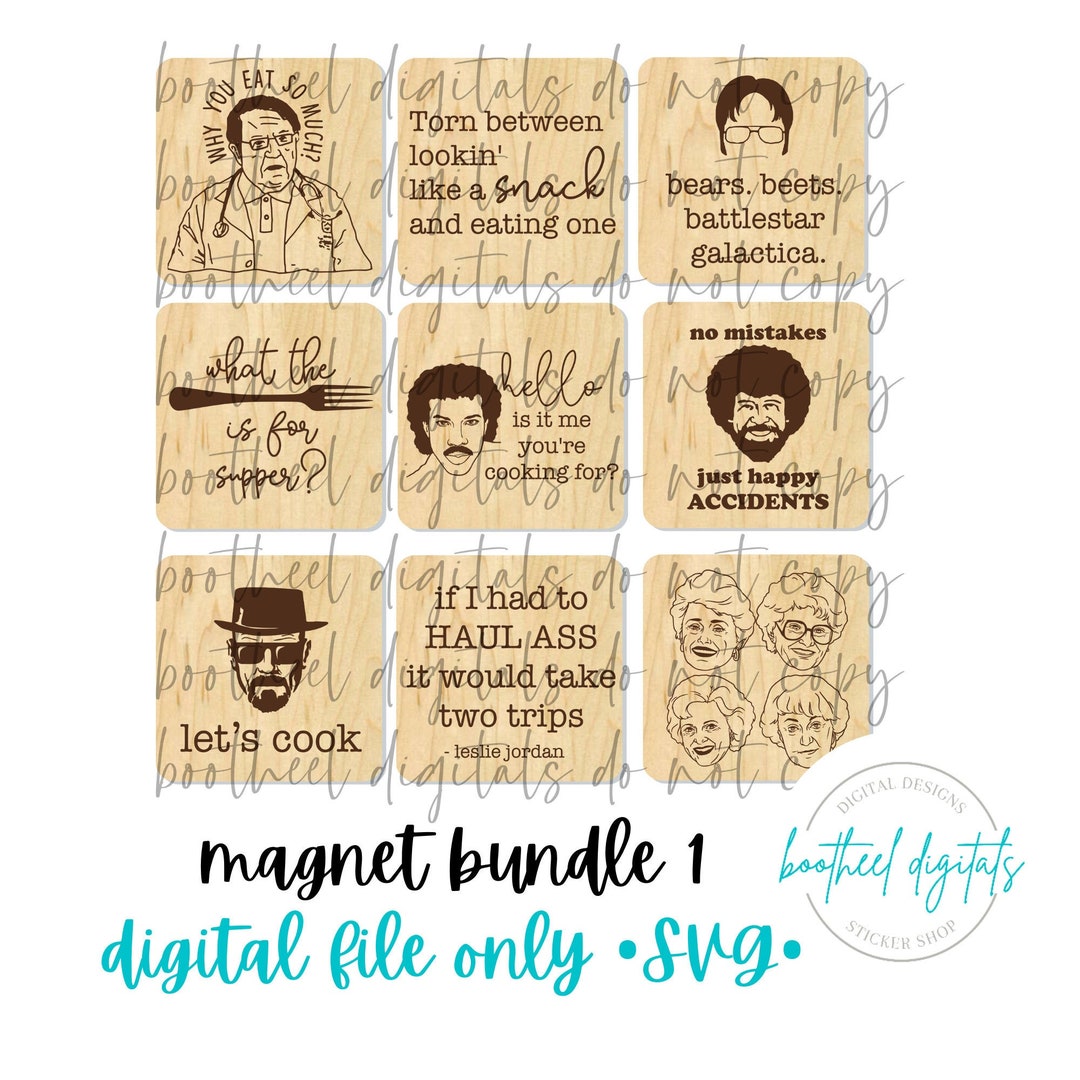 DIGITAL FILE** Magnet Bundle 1, Pop Culture References Fridge Magnets ...