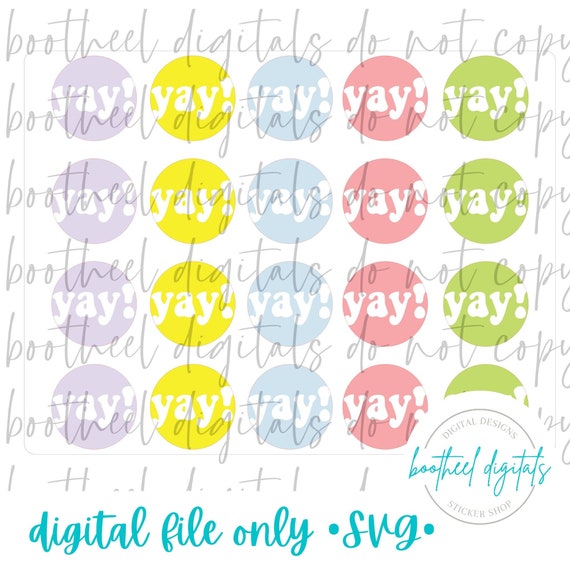DIGITAL FILE Yay Stickers Colorful SVG Silhouette File - Etsy