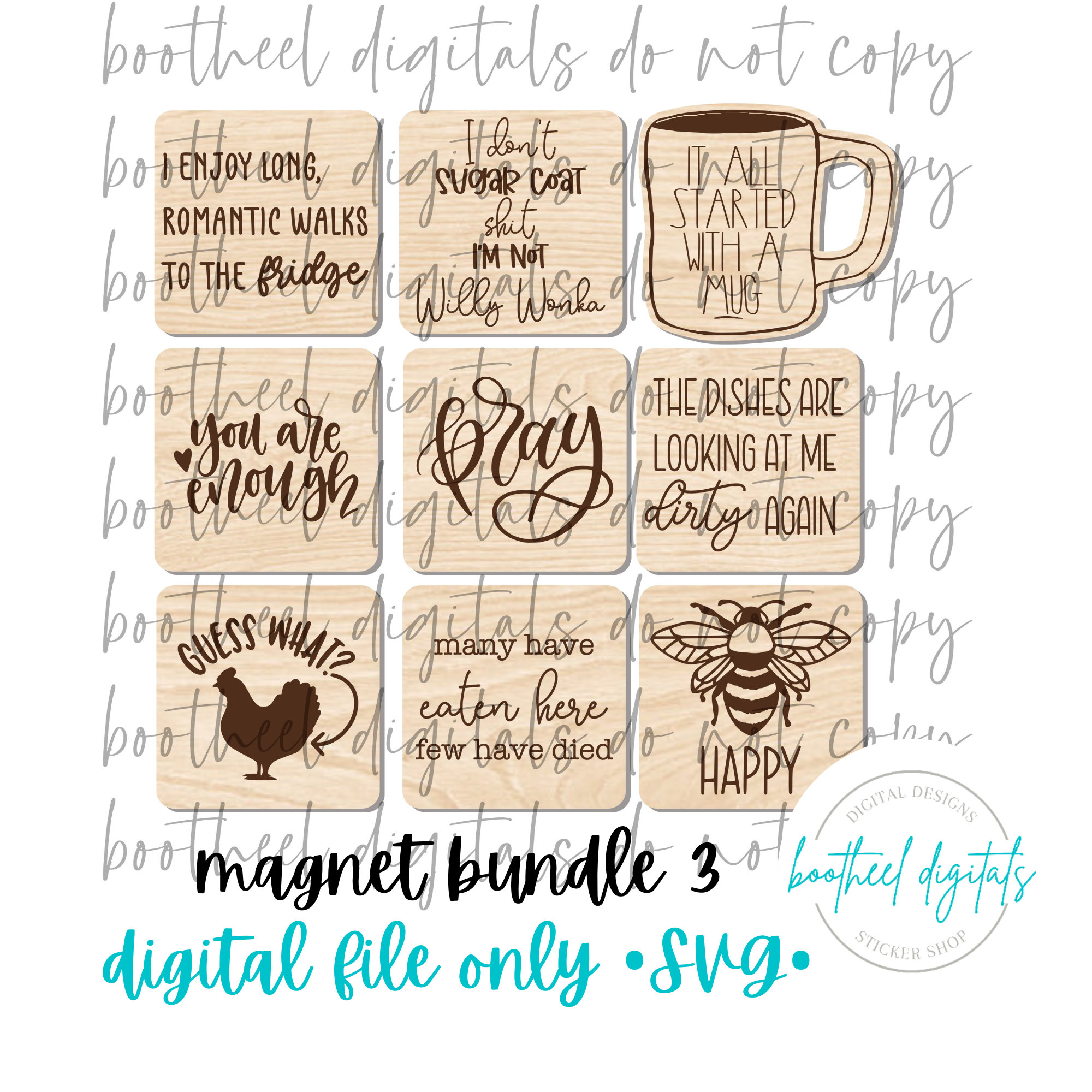 DIGITAL FILE** Magnet Bundle 3, Pop Culture References Fridge Magnets ...