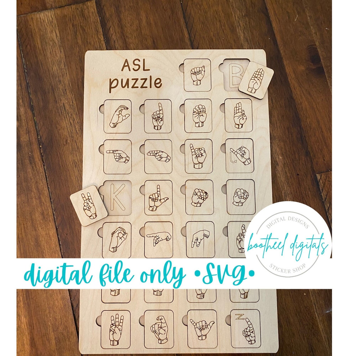 DIGITAL FILE** ASL Puzzle Svg, American Sign Language Puzzle ...