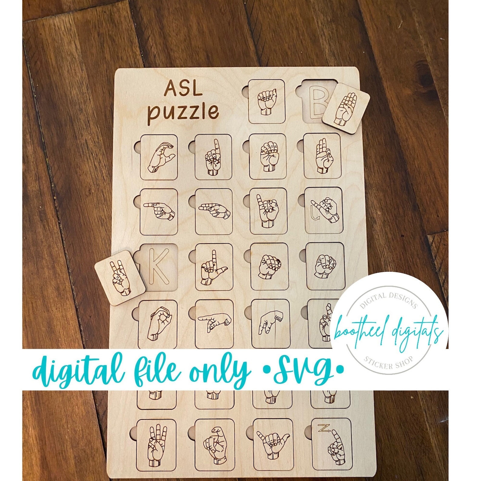 DIGITAL FILE** ASL Puzzle Svg, American Sign Language Puzzle ...