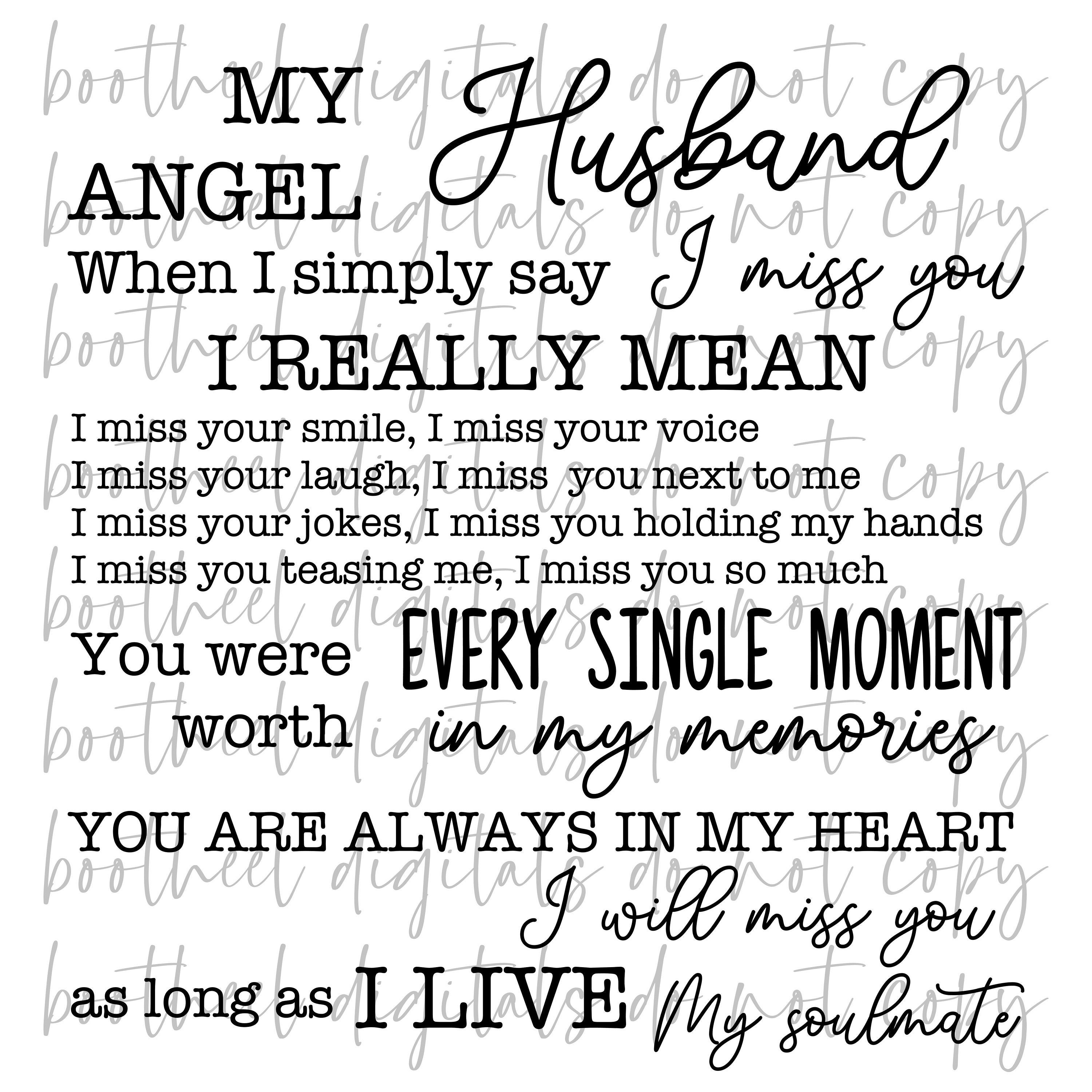 DIGITAL FILE* My Angel Husband Bereavement Quote Svg, Glowforge Tested ...