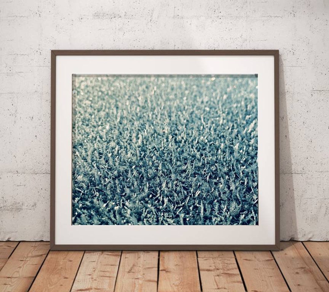 Printable Nature Photo Winter Ice Crystals Blue Cyan Teal Aquamarine ...