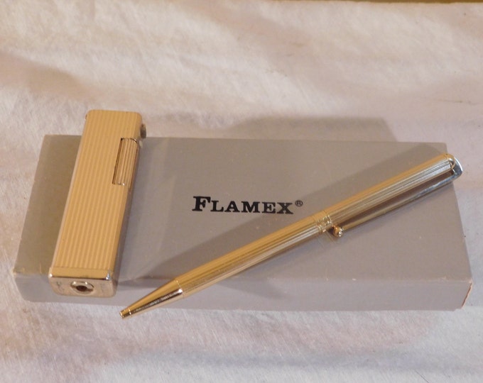 Vintage Flamex Pen and Lighter Set Gold Tone - Etsy