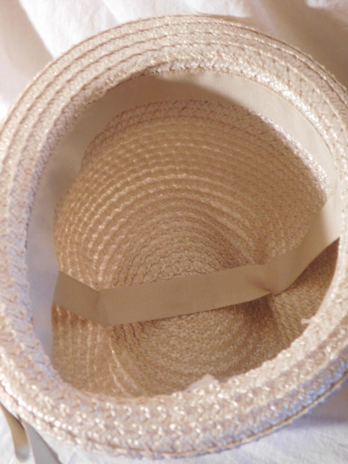 Vintage Fedora Beige Woven Hat With Beige Grossgrain Ribbon and Bow ...