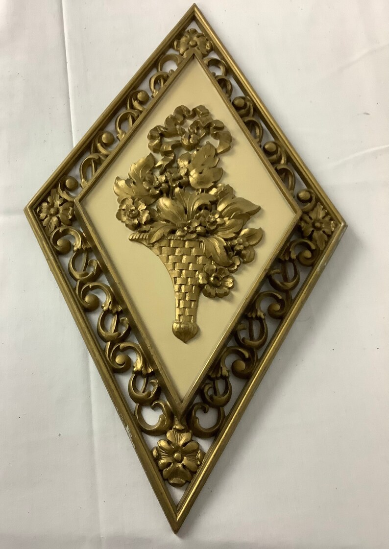 Vintage Syroco Wall Plaques Gold Floral Basket Resin Wall Decor - Etsy