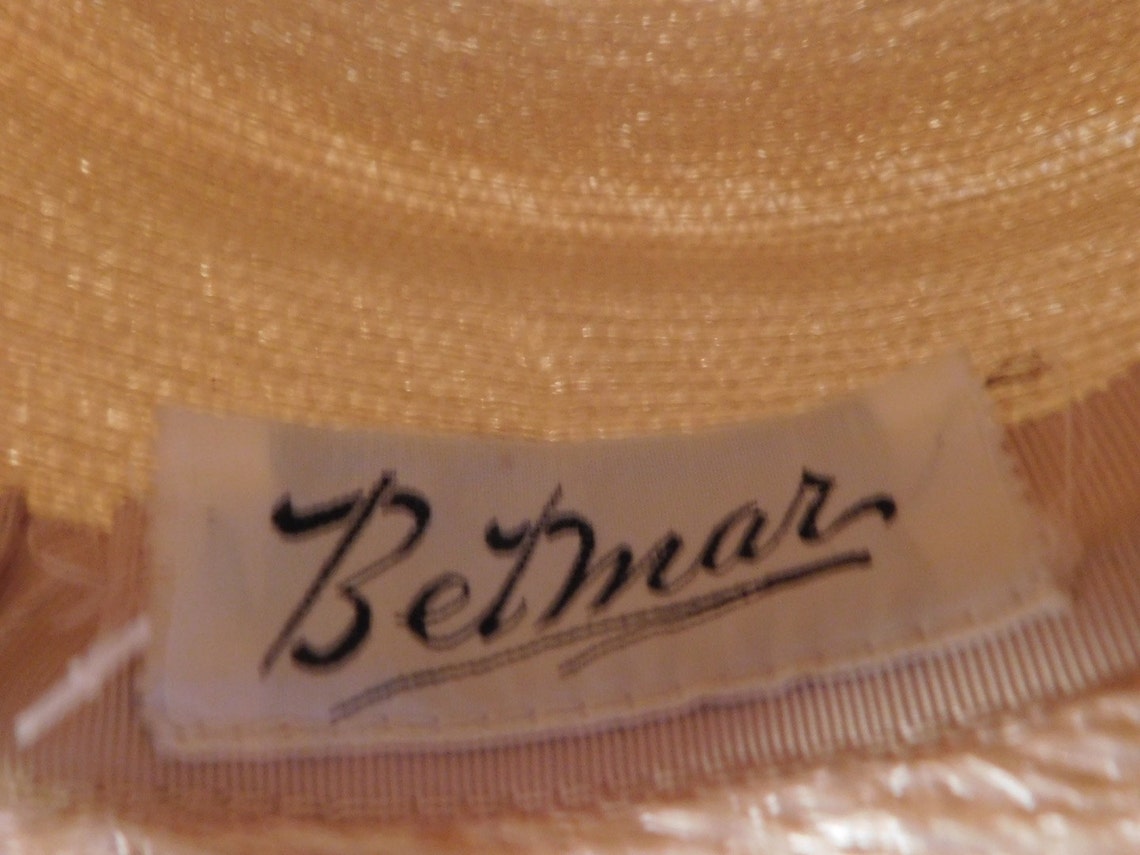 Vintage Hat Straw Hat With Satin Bow by Belmar - Etsy