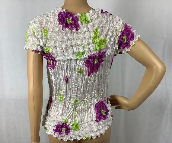 Crinkle Pleat Top Bubble Texture Top Popcorn Top Whit… - Gem