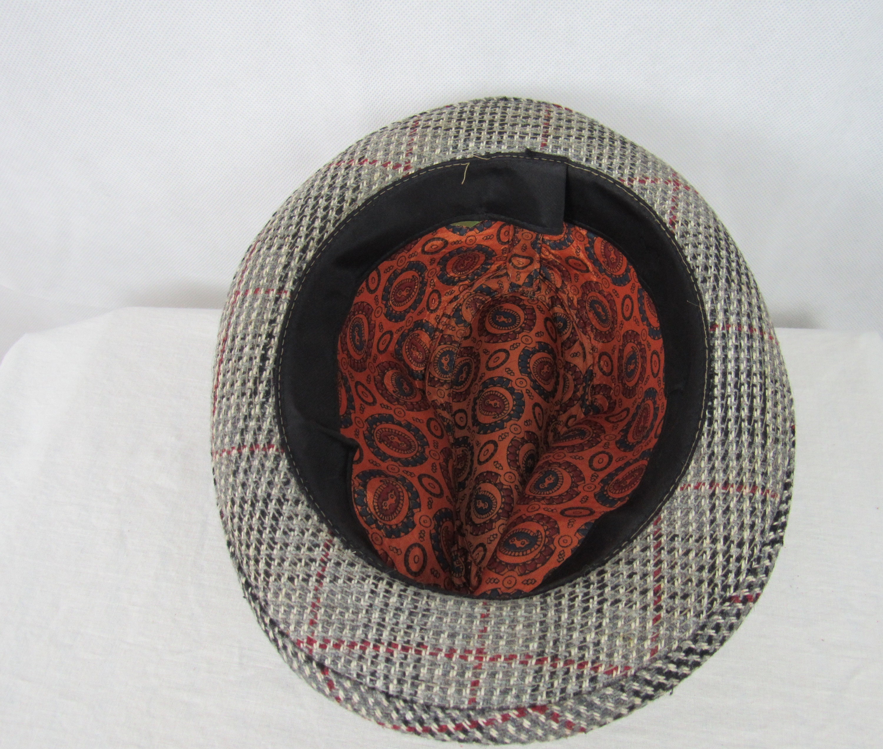 Vintage Tweed Fedora Gray Fedora Wool Fedora Red Feather Mens - Etsy