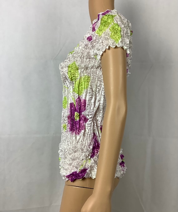 Crinkle Pleat Top Bubble Texture Top Popcorn Top Whit… - Gem