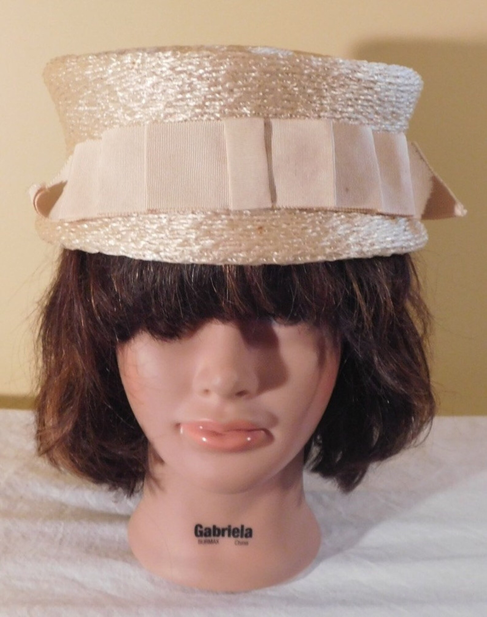 Vintage Hat Straw Hat With Satin Bow by Belmar - Etsy