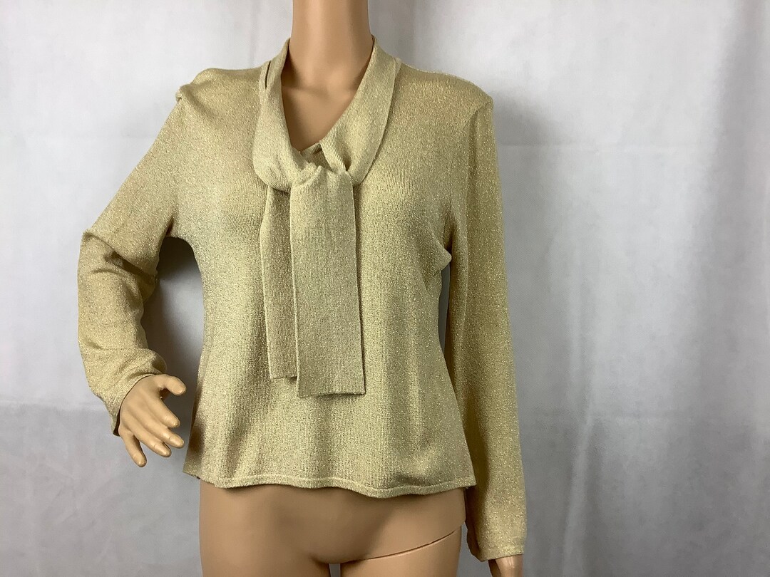Vintage Gold Sweater Gold Lurex Sweater Womens Sweater Glitzy Sweater ...