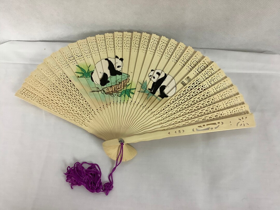 Vintage Asian Fan Panda Bears Decorative Panda Fan - Etsy