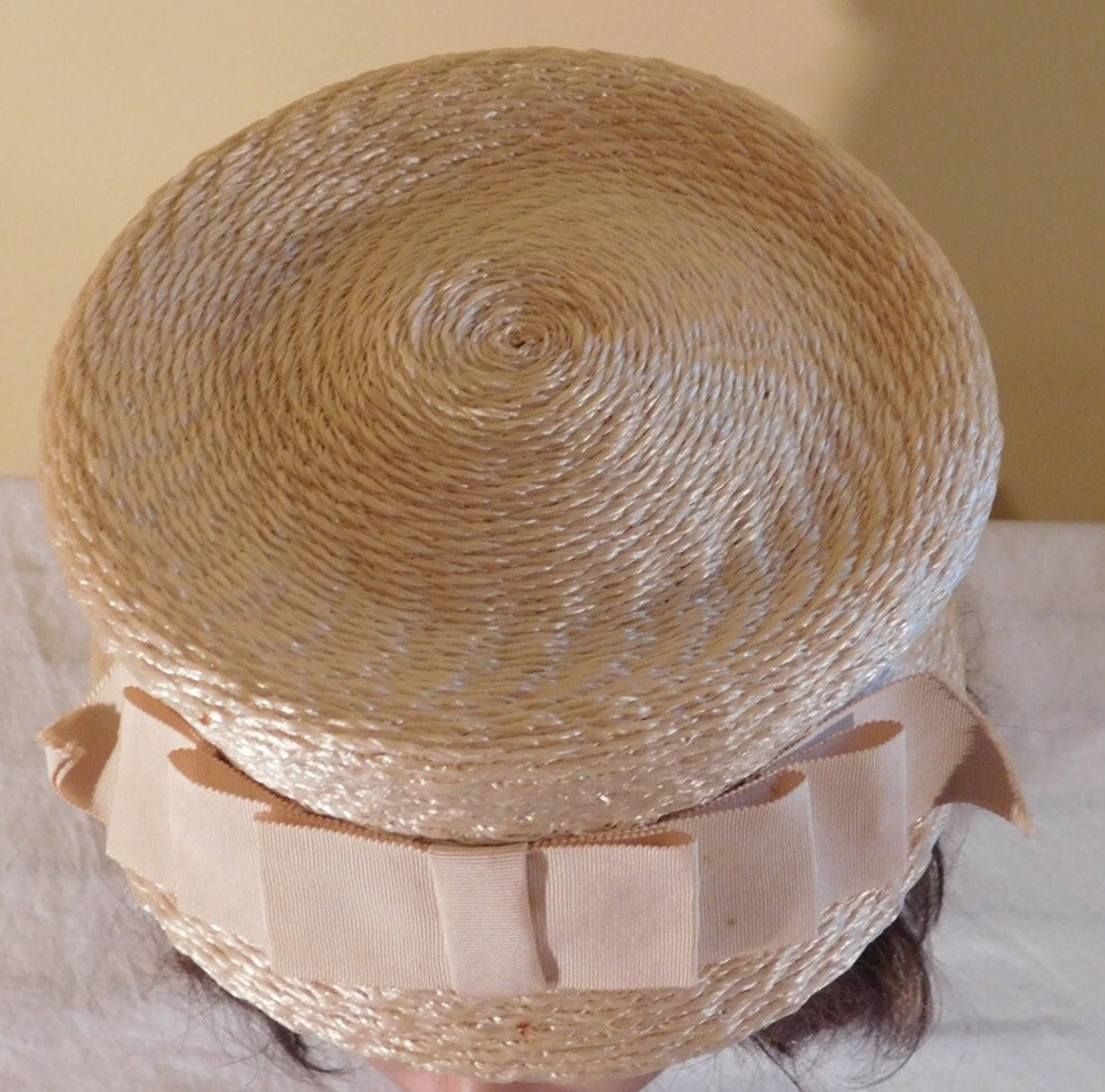 Vintage Hat Straw Hat With Satin Bow by Belmar - Etsy