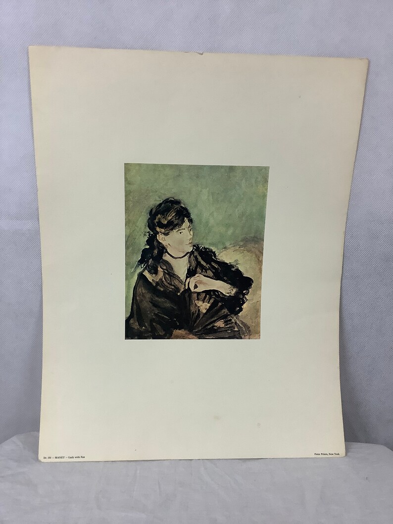 Vintage Art Edouard Manet Lady With Fan Penn Prints Dr 191 | Etsy